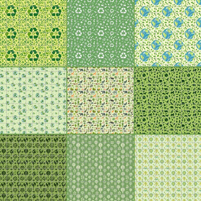 Earth Day Digital Paper Nature Lover Seamless Pattern Eco Friendly ...