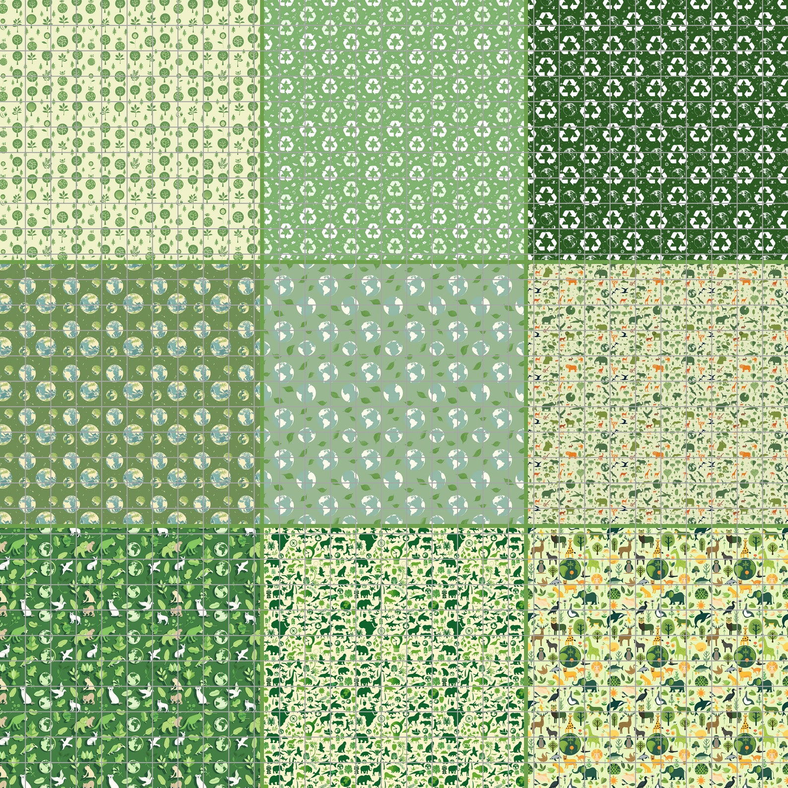 Earth Day Digital Paper Nature Lover Seamless Pattern Eco Friendly ...