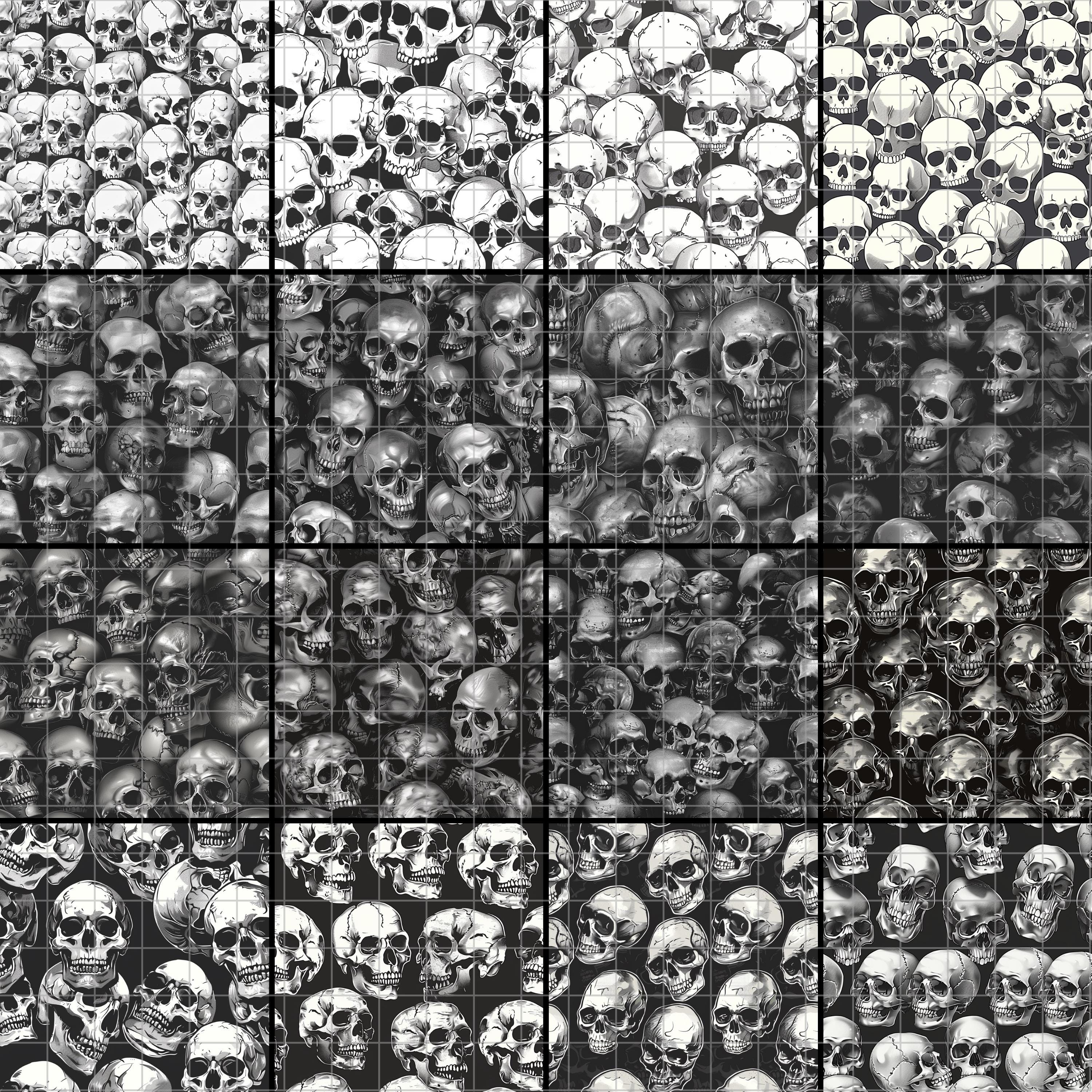 Skull Seamless Pattern, Gothic Digital Papers, Halloween Wallpaper ...