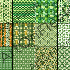 SP Patrick Day Digital Paper Shamrock Seamless Pattern Four Leaf Clover ...