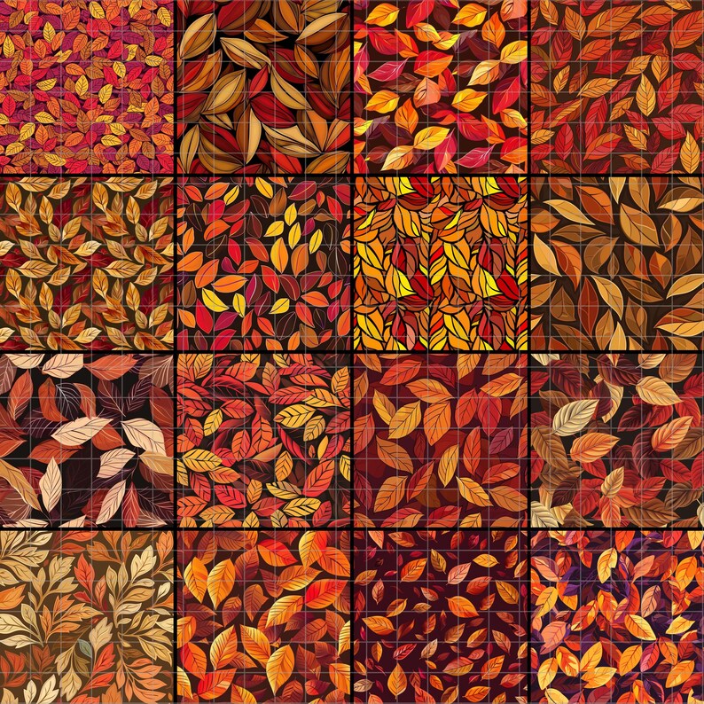 Fall Leaves Vector Seamless Patterns Pack, Autumn Leaves Digital Papers ...