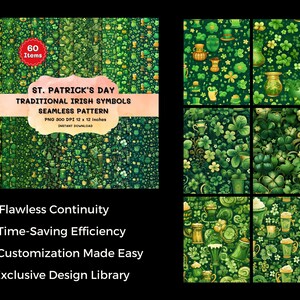 St. Patrick's Day, Digital Paper, Cute Irish Shamrock, Leprechaun, Pot ...