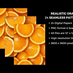 Orange Seamless Pattern, Highly Realistic, 24 Orange Pattern, Oranges ...