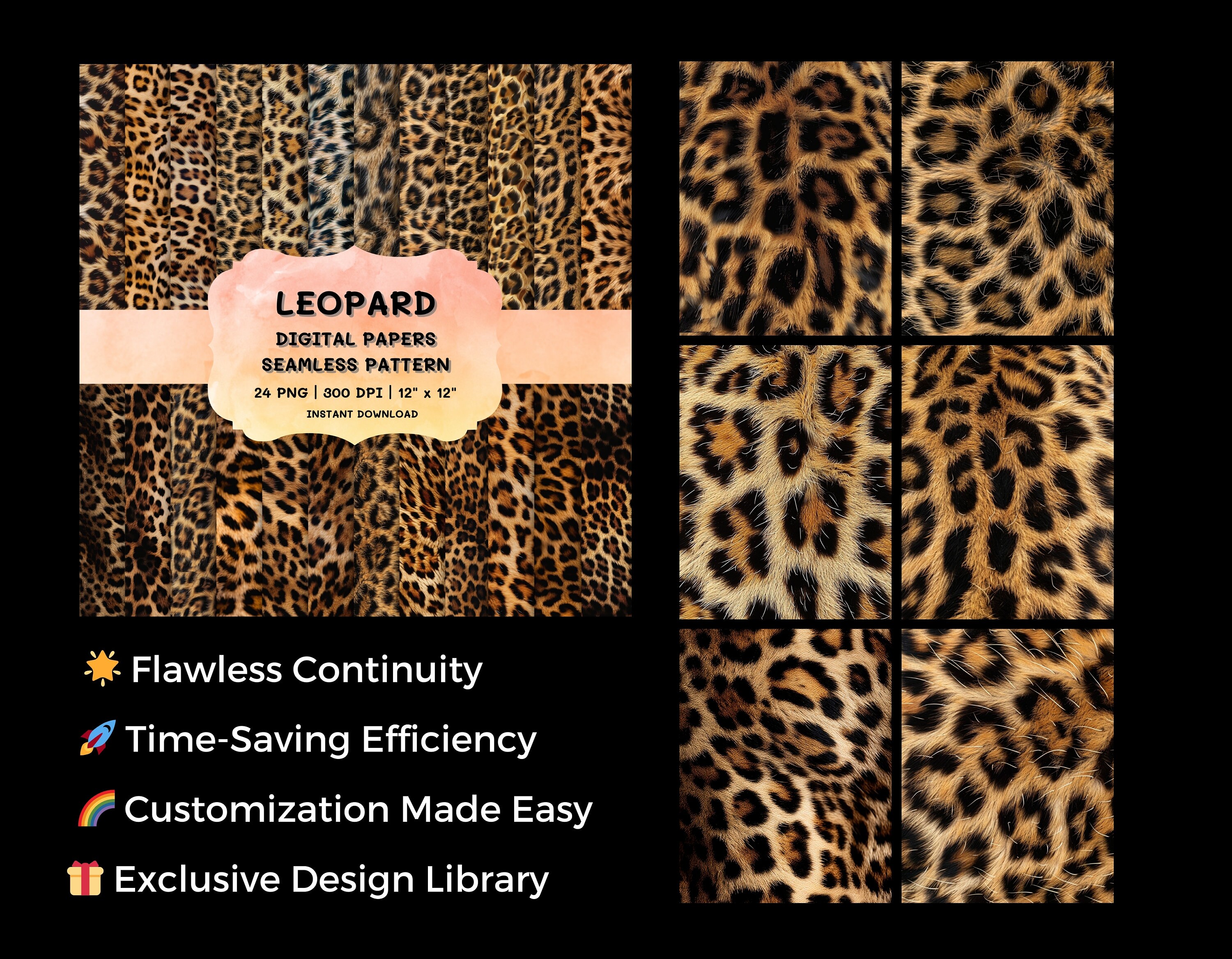 Leopard Digital Paper Animal Skin Seamless Pattern Textures Leopard ...
