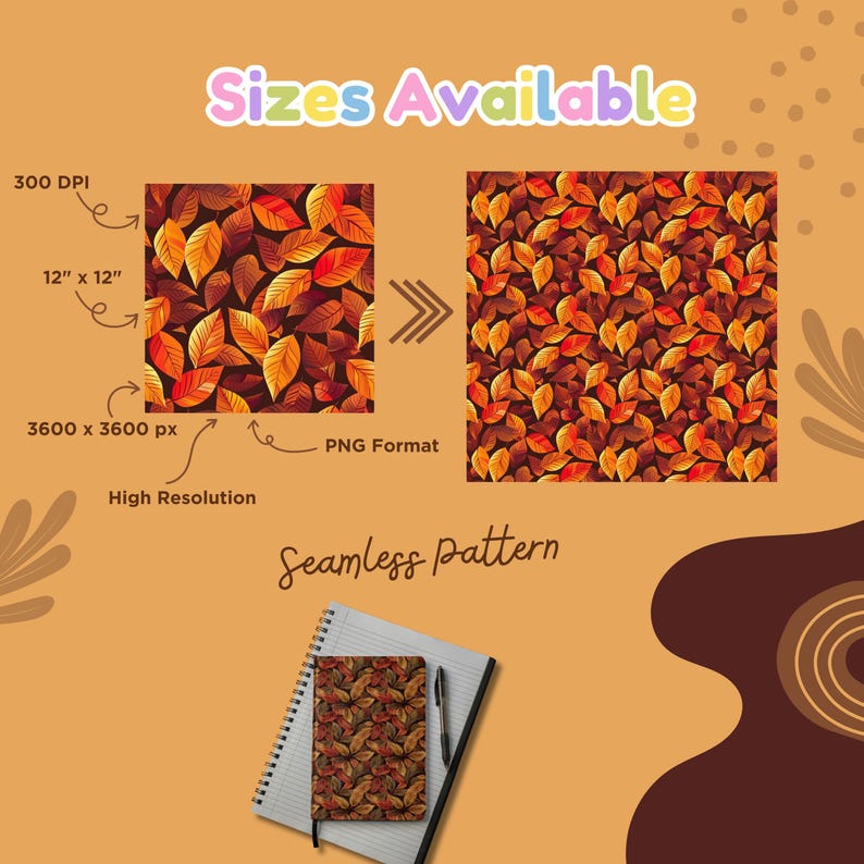 Fall Leaves Vector Seamless Patterns Pack, Autumn Leaves Digital Papers ...