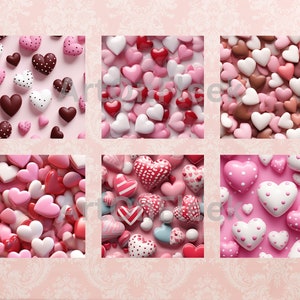 3D Valentine Hearts, Valentine's Day Digital Paper, Seamless Pattern ...