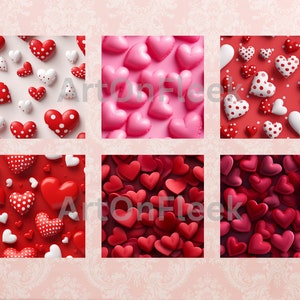 3D Valentine Hearts, Valentine's Day Digital Paper, Seamless Pattern ...