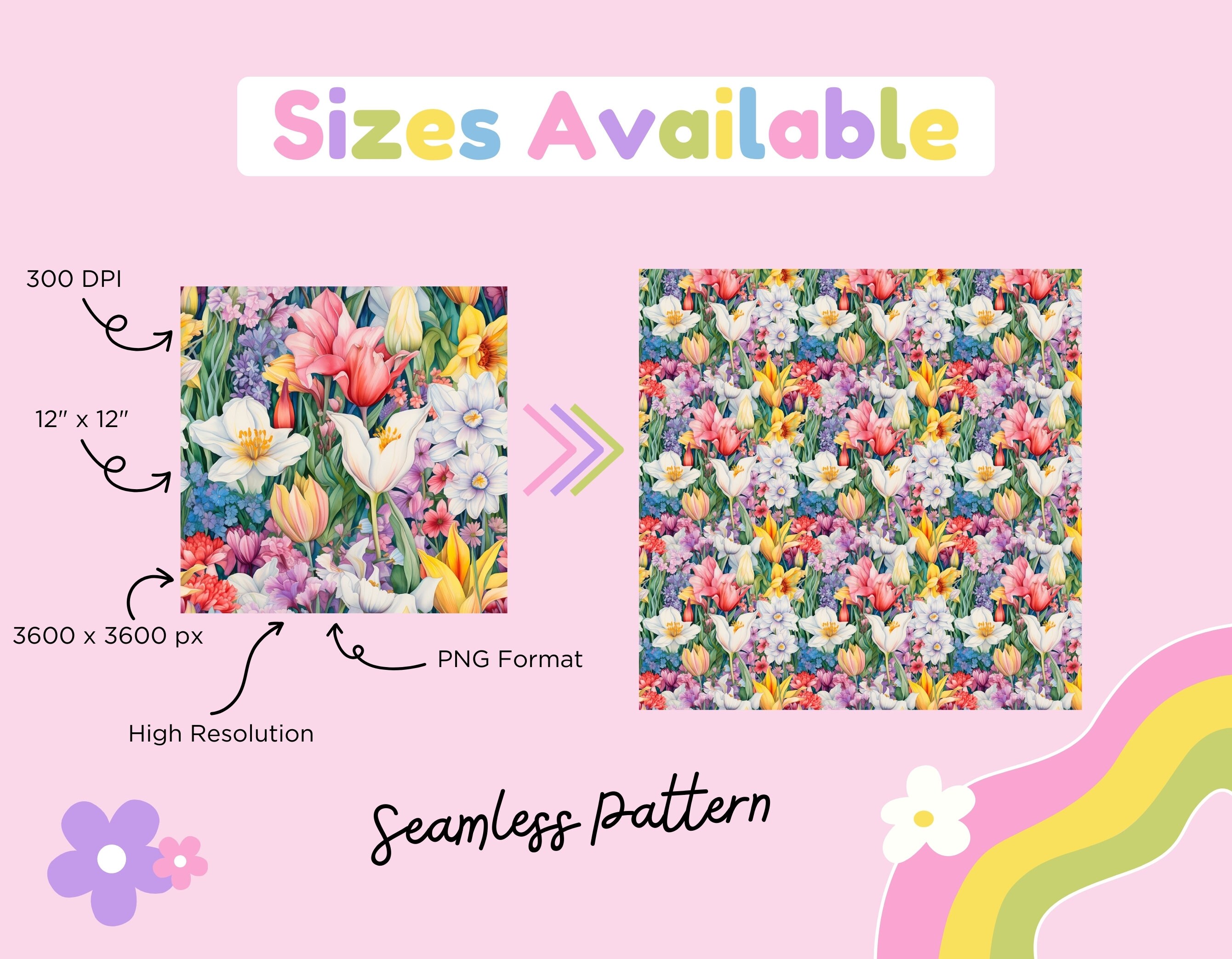 Spring Garden Watercolor Digital Paper Blossoming Spring Seamless ...