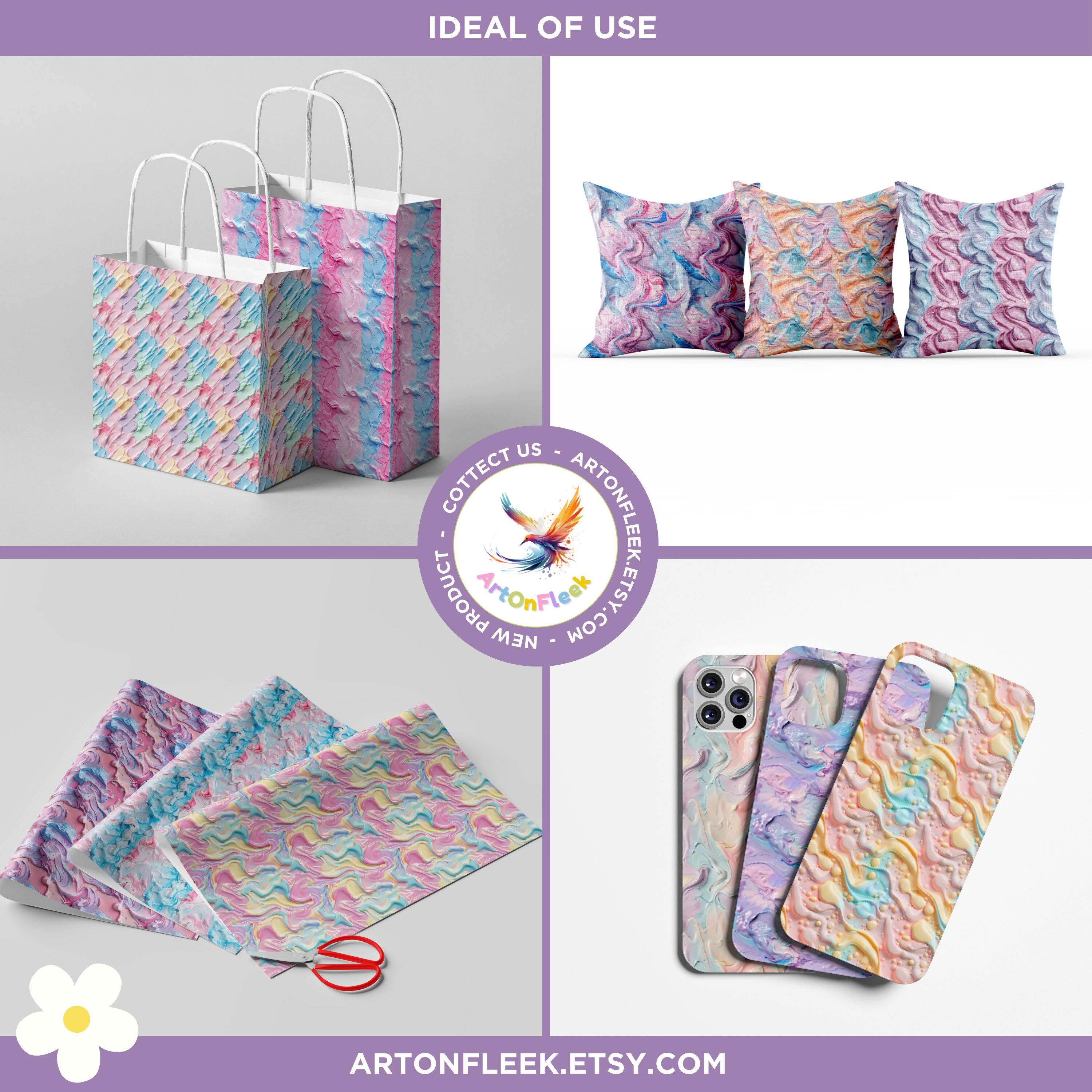 Abstract Pastel Seamless Pattern, Photography Digital Paper, Pastel ...