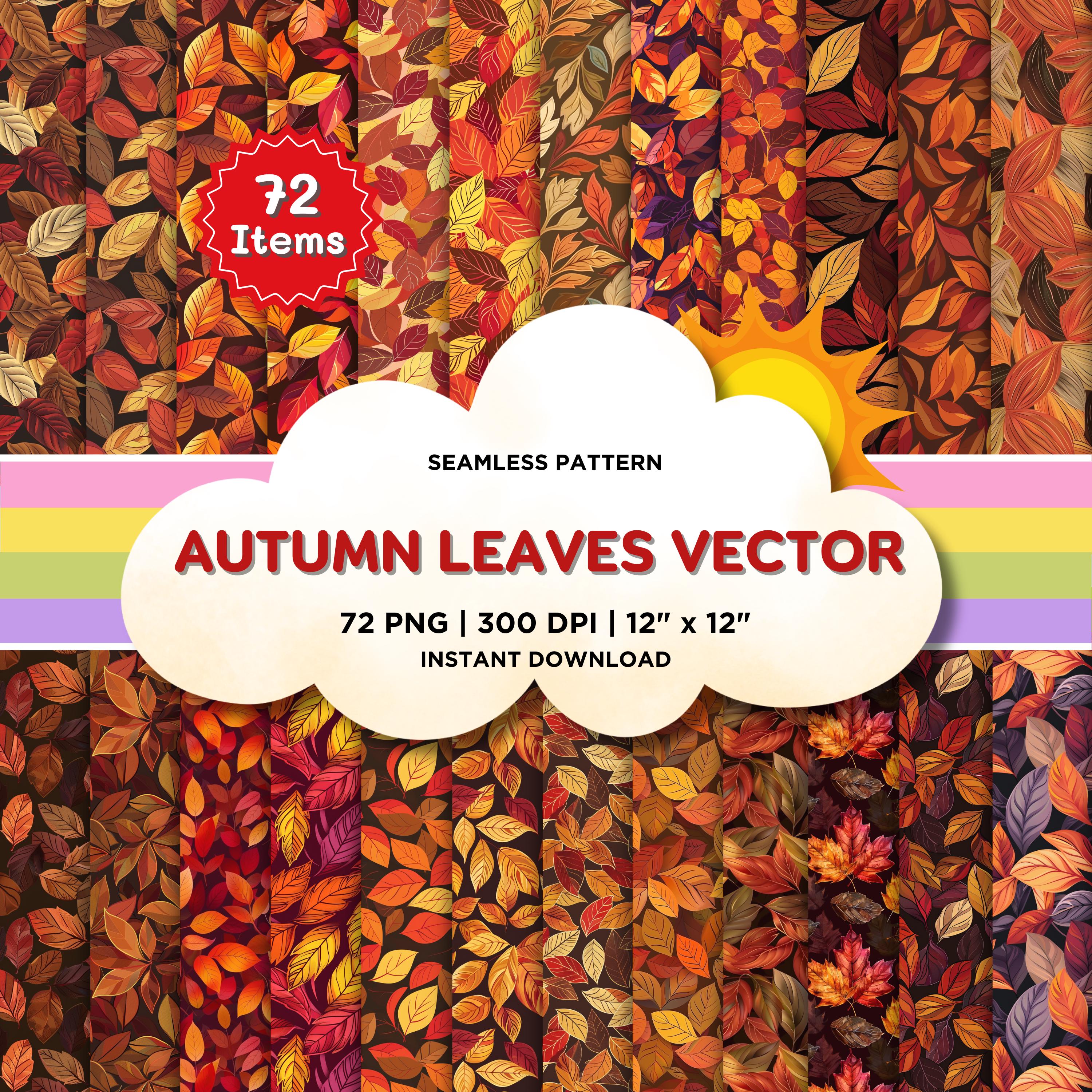 Fall Leaves Vector Seamless Patterns Pack, Autumn Leaves Digital Papers ...