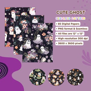 Cute Ghost Seamless Pattern, Halloween Digital Papers, Ghost Wallpaper ...