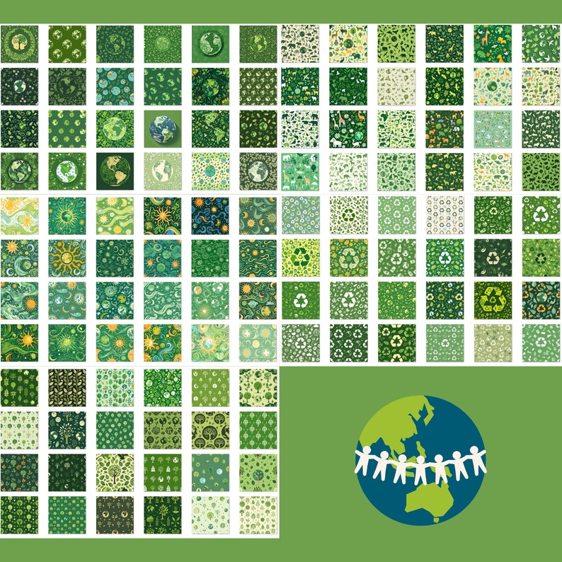 Earth Day Digital Paper Nature Lover Seamless Pattern Eco Friendly ...