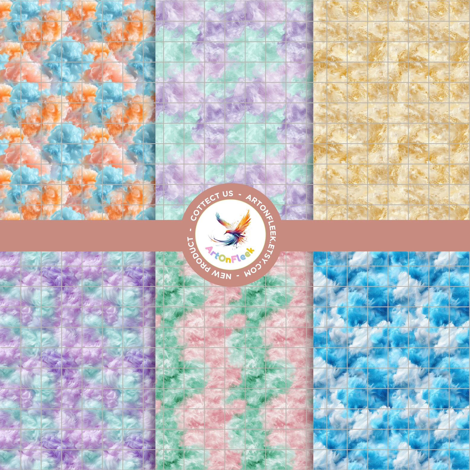 Cotton Candy Seamless Pattern, Pastel Texture Digital Paper, Pastel ...