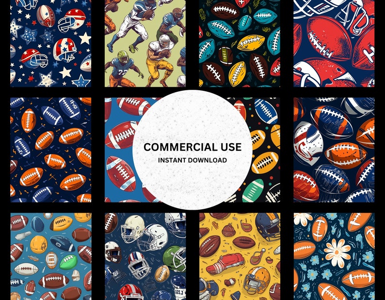 Super Bowl, American Football, 12 Digital Paper, Seamless Pattern, US ...