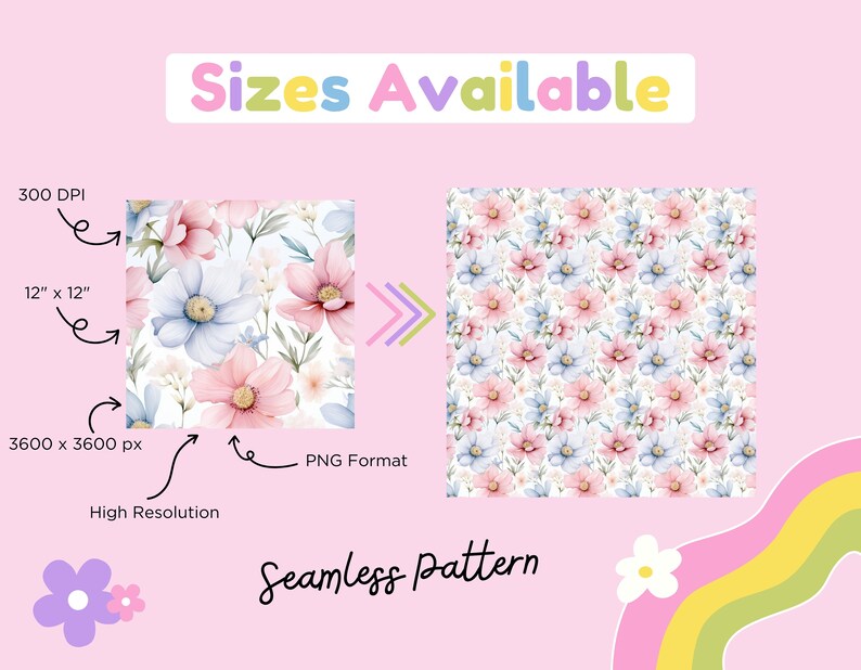 Spring Floral Watercolor Digital Paper Seamless Pattern Digital ...