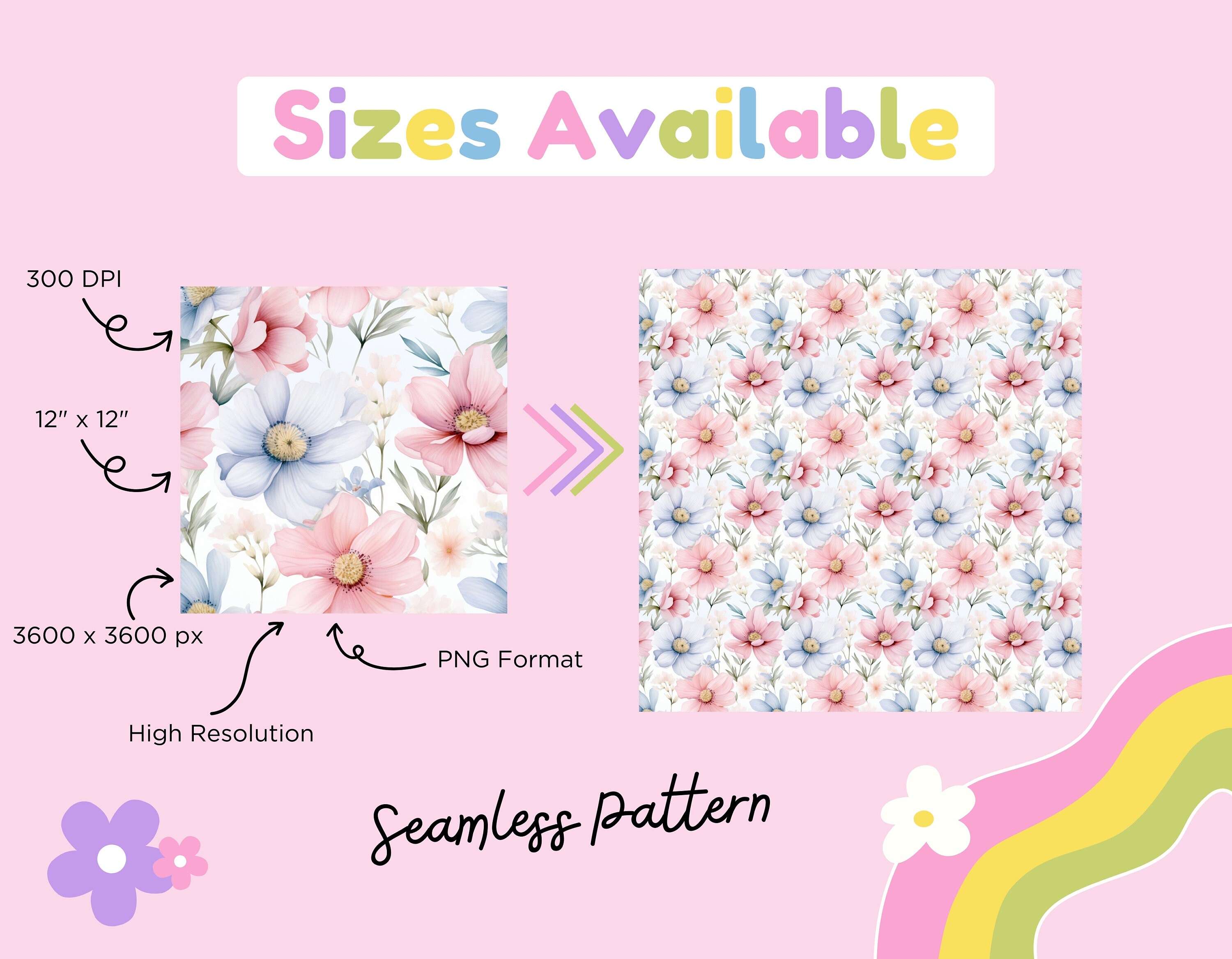 Spring Floral Watercolor Digital Paper Seamless Pattern Digital ...