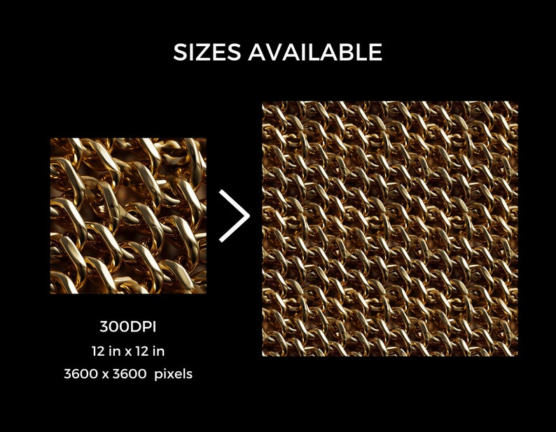 Chunky Gold Chain, Seamless Pattern, 24 Digital Papers, Gold Pattern ...