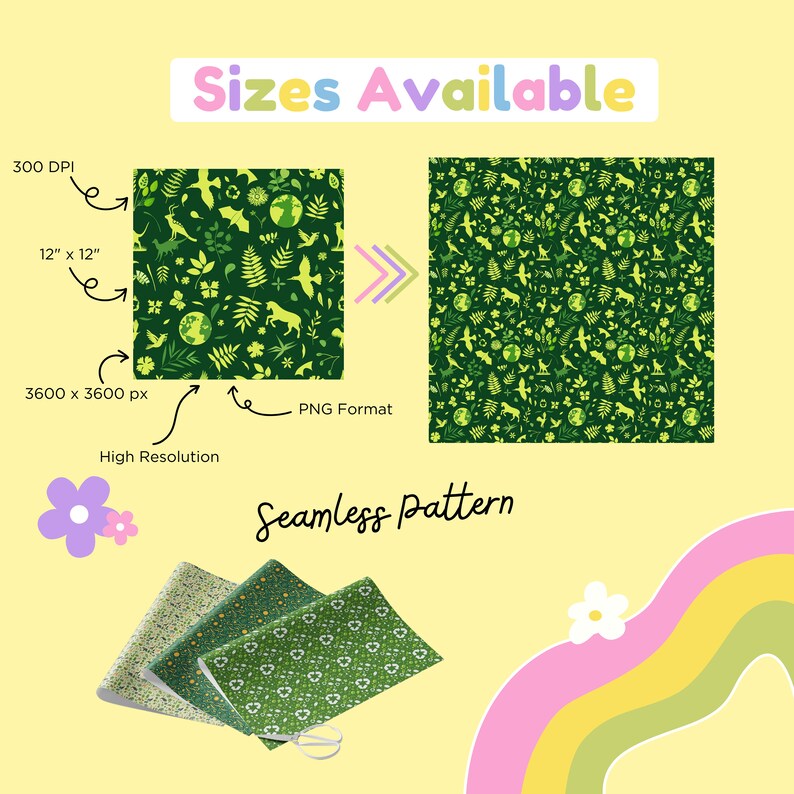 Earth Day Digital Paper Nature Lover Seamless Pattern Eco Friendly ...