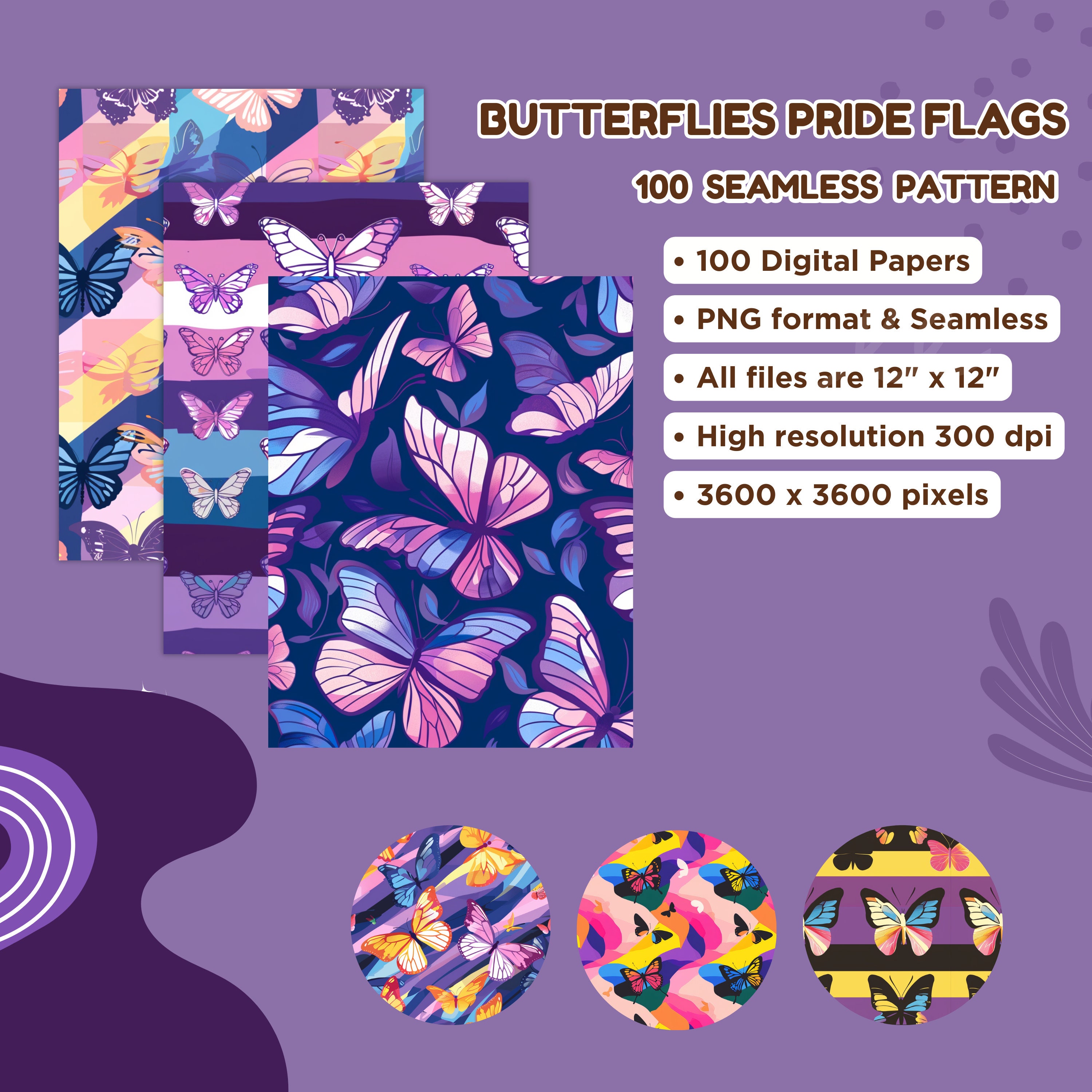 Butterflies Pride Flags Seamless Pattern, Pride Month Digital Paper LGBTQ+ Flag Background ...