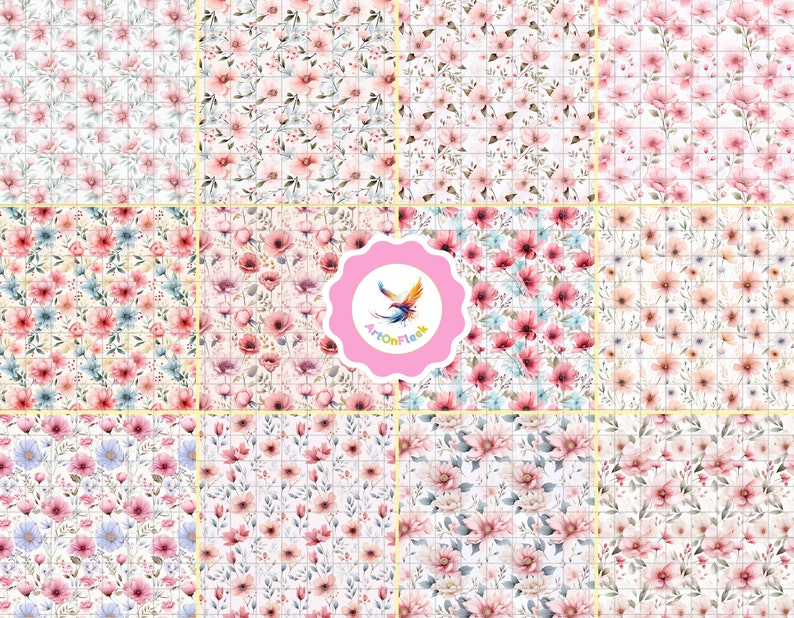 Spring Floral Watercolor Digital Paper Seamless Pattern Digital ...