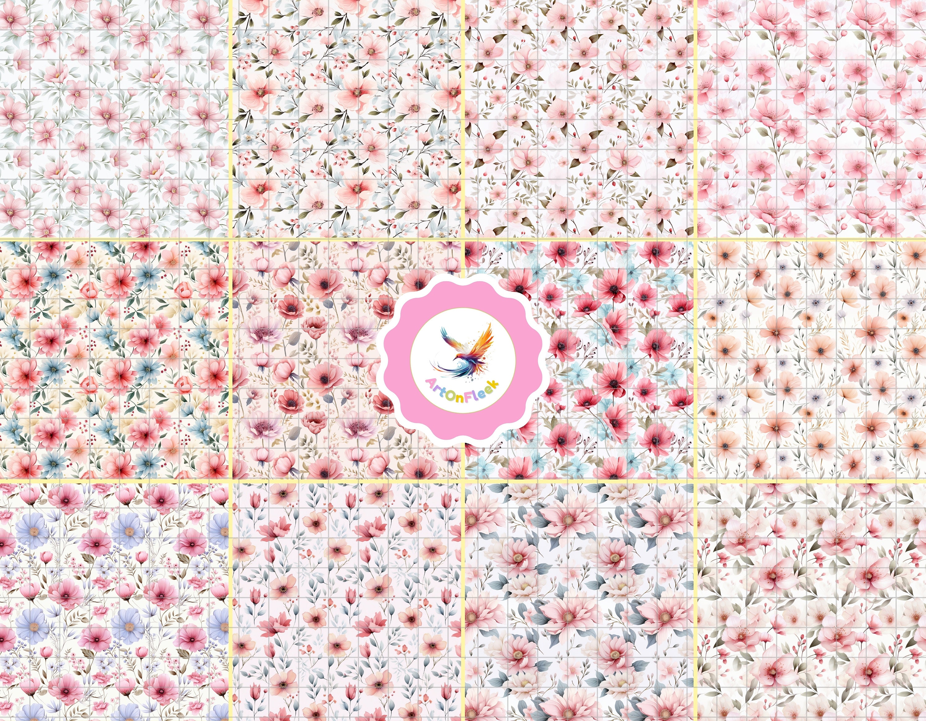 Spring Floral Watercolor Digital Paper Seamless Pattern Digital ...