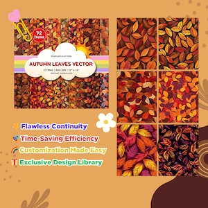 Fall Leaves Vector Seamless Patterns Pack, Autumn Leaves Digital Papers ...