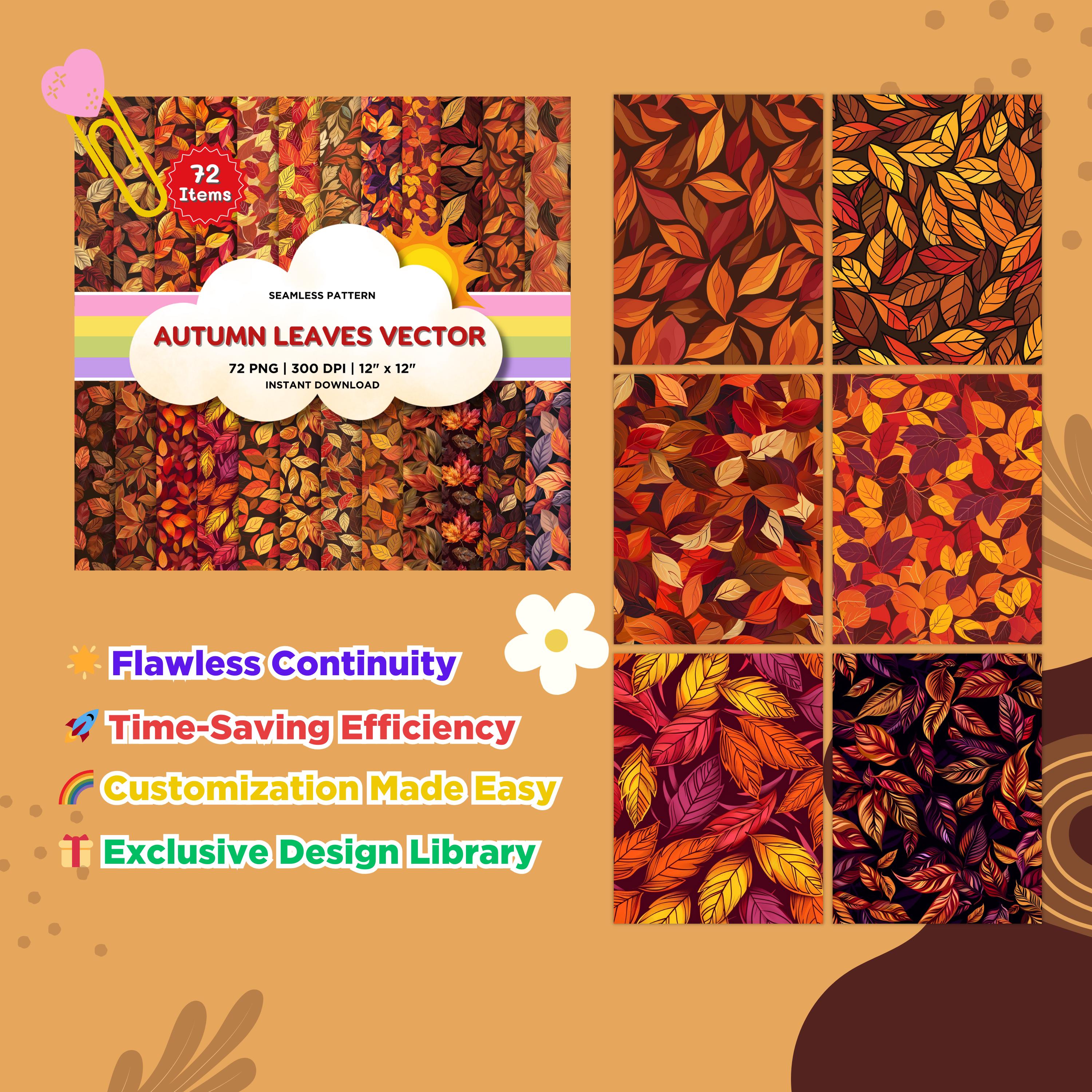 Fall Leaves Vector Seamless Patterns Pack, Autumn Leaves Digital Papers ...