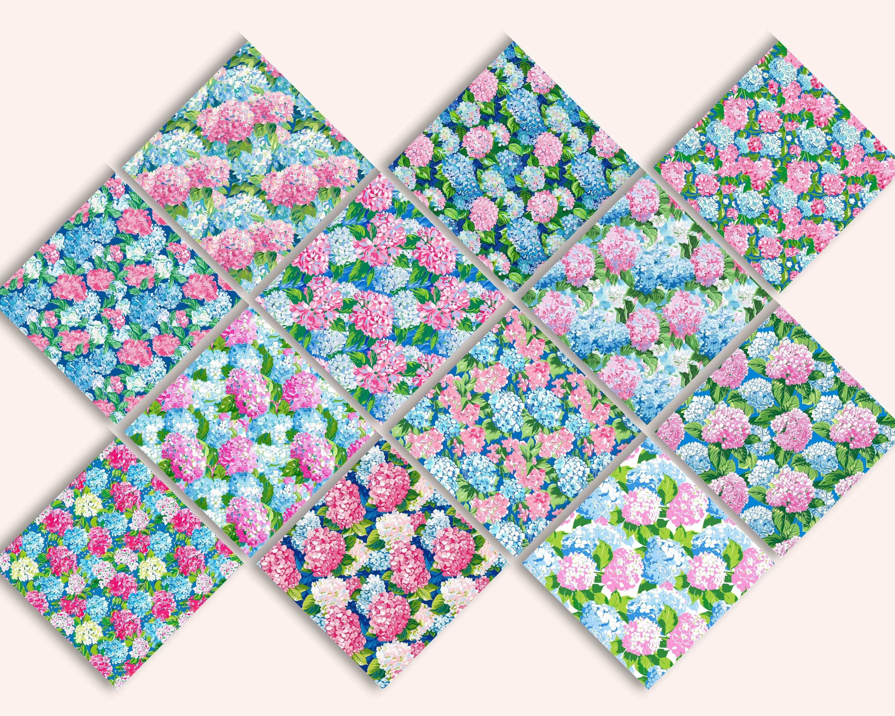 Preppy Hydrangea Floral Seamless Pattern, Seamless Preppy Flower ...