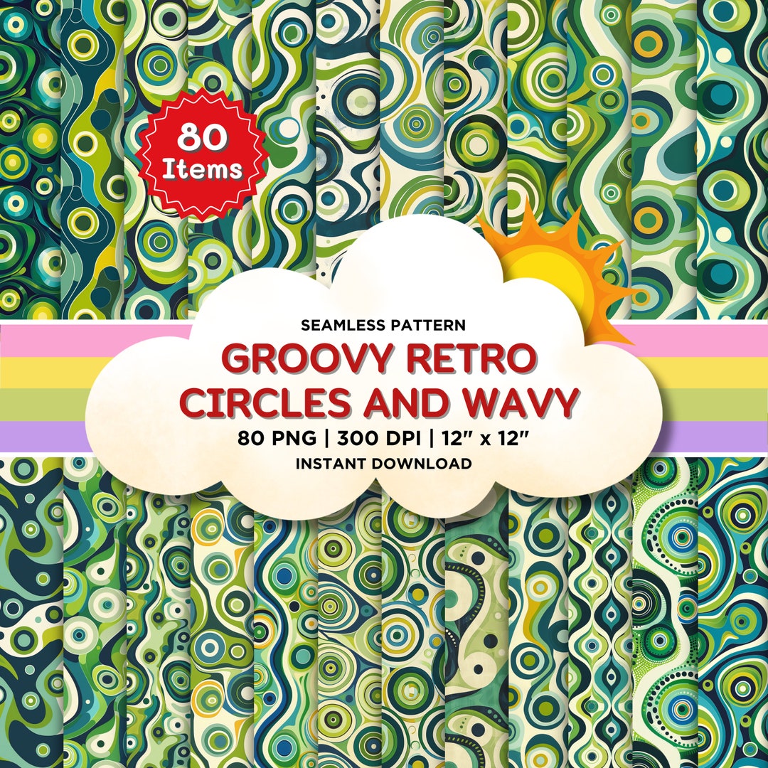 Groovy Retro Seamless Pattern, Retro Pattern Digital Paper, 60s ...