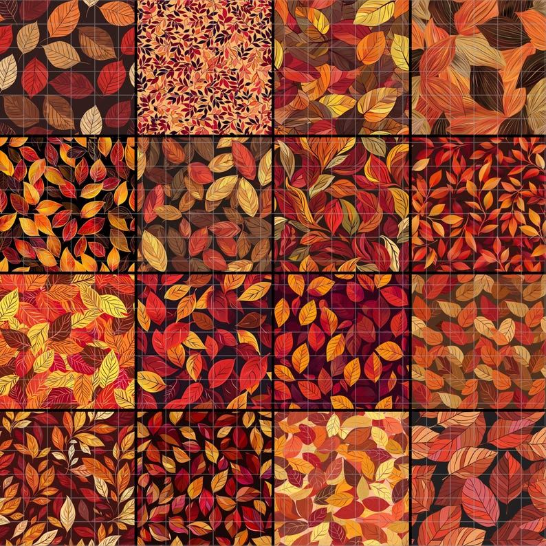 Fall Leaves Vector Seamless Patterns Pack, Autumn Leaves Digital Papers ...