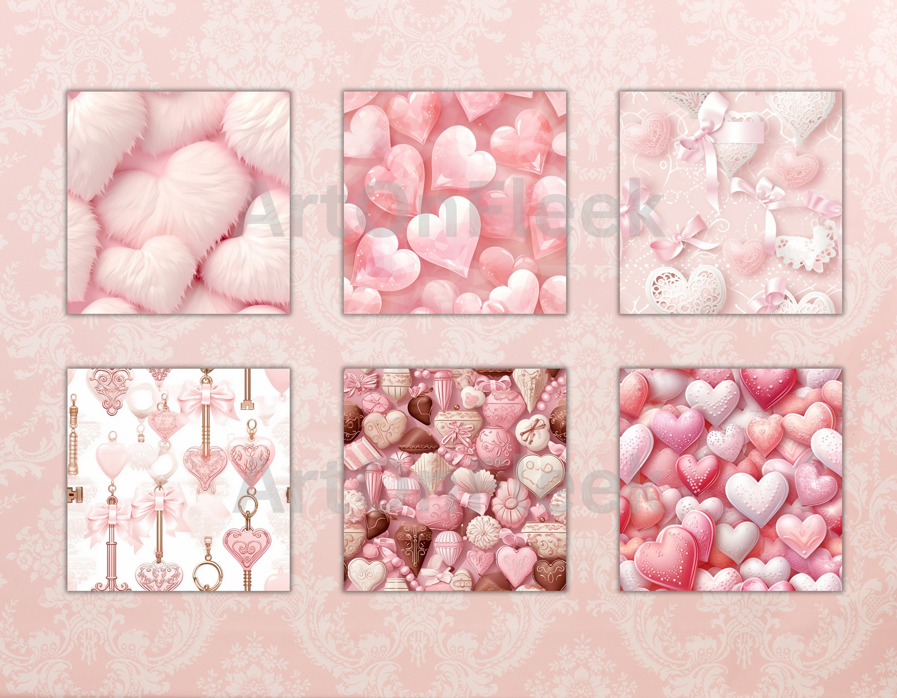 12 Valentines Seamless Patterns, Valentine's Day Digital Paper ...