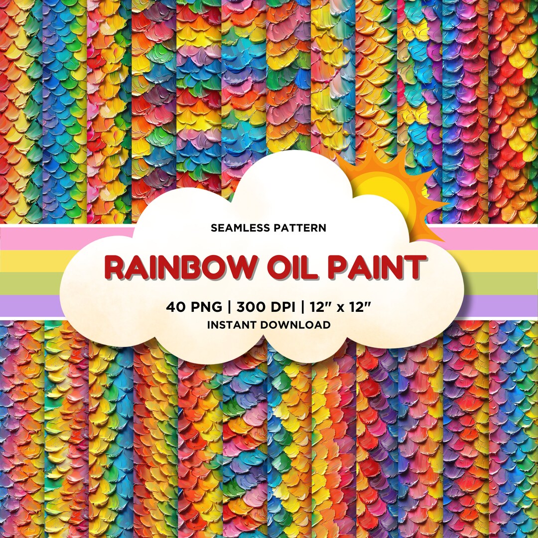 Rainbow Oil Paint Seamless Pattern Flat Texture Oil Paint Strokes ...