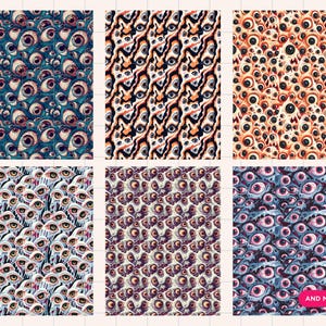 Halloween Eyes Digital Papers, Spooky Eyes Seamless Pattern Scary ...