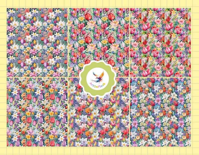 Spring Garden Watercolor Digital Paper Blossoming Spring Seamless ...