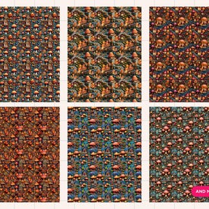 3D Fall Mushroom Seamless Patterns, Mushroom Digital Paper, Autumn ...