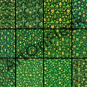 St. Patrick's Day, Digital Paper, Cute Irish Shamrock, Leprechaun, Pot ...