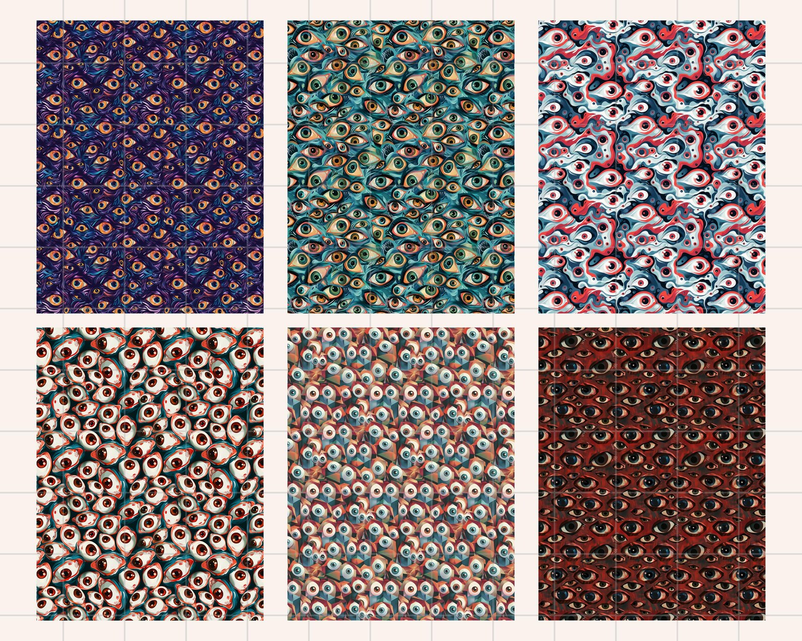 Halloween Eyes Digital Papers, Spooky Eyes Seamless Pattern Scary ...
