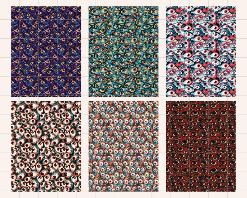 Halloween Eyes Digital Papers, Spooky Eyes Seamless Pattern Scary ...