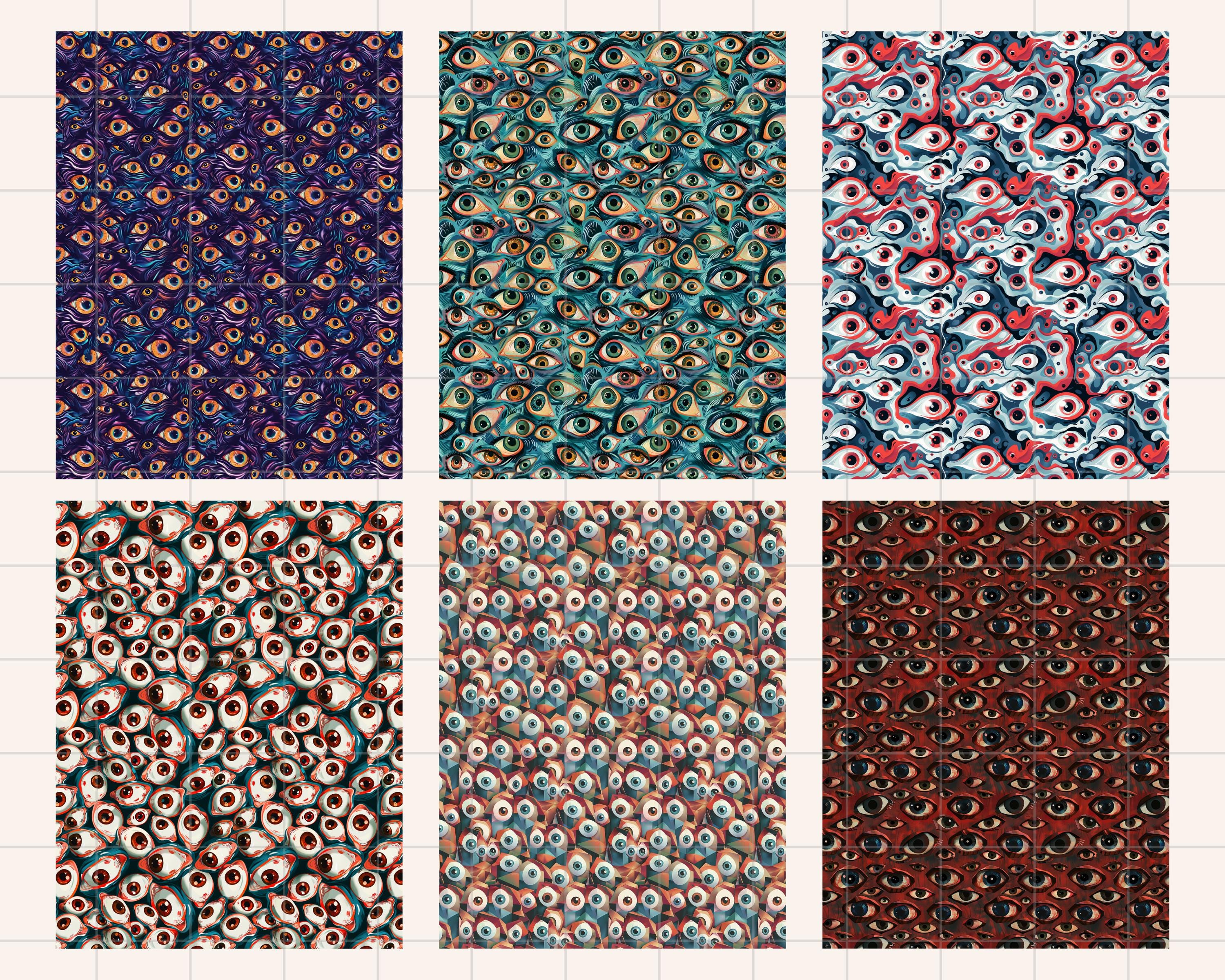 Halloween Eyes Digital Papers, Spooky Eyes Seamless Pattern Scary ...