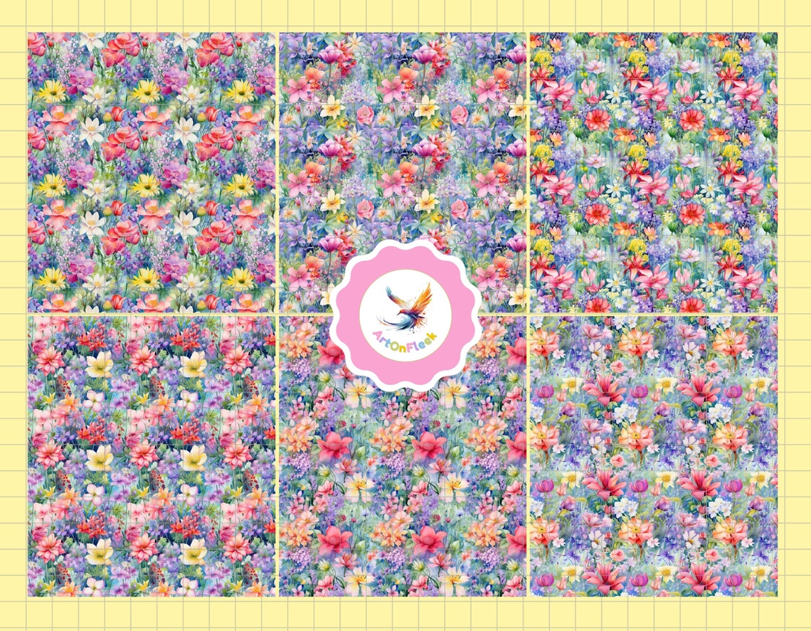 Spring Garden Watercolor Digital Paper Blossoming Spring Seamless ...