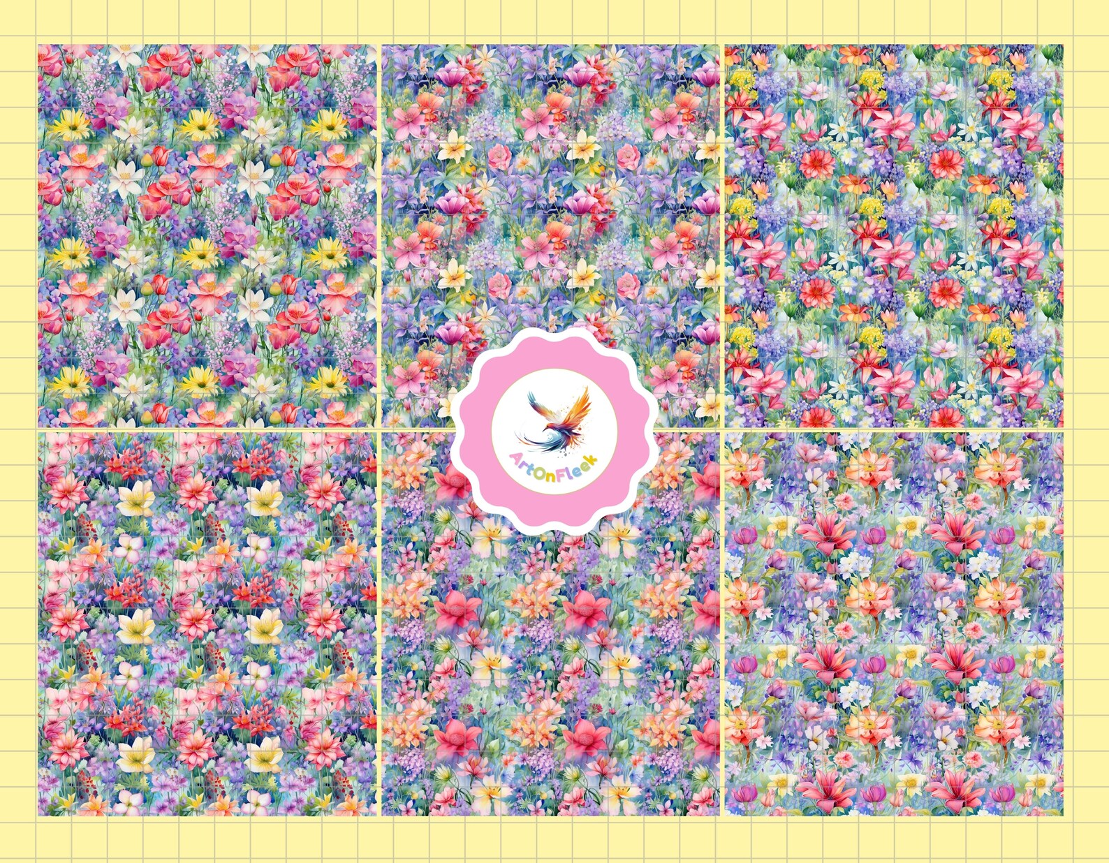 Spring Garden Watercolor Digital Paper Blossoming Spring Seamless ...