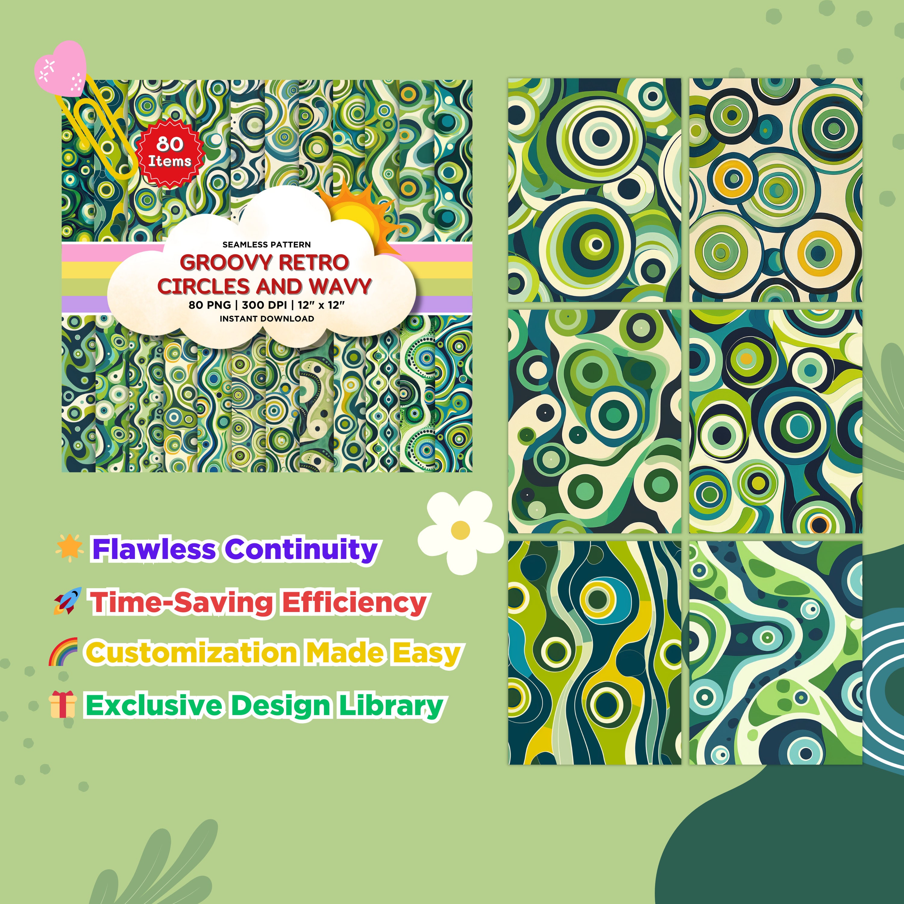 Groovy Retro Seamless Pattern, Retro Pattern Digital Paper, 60s ...