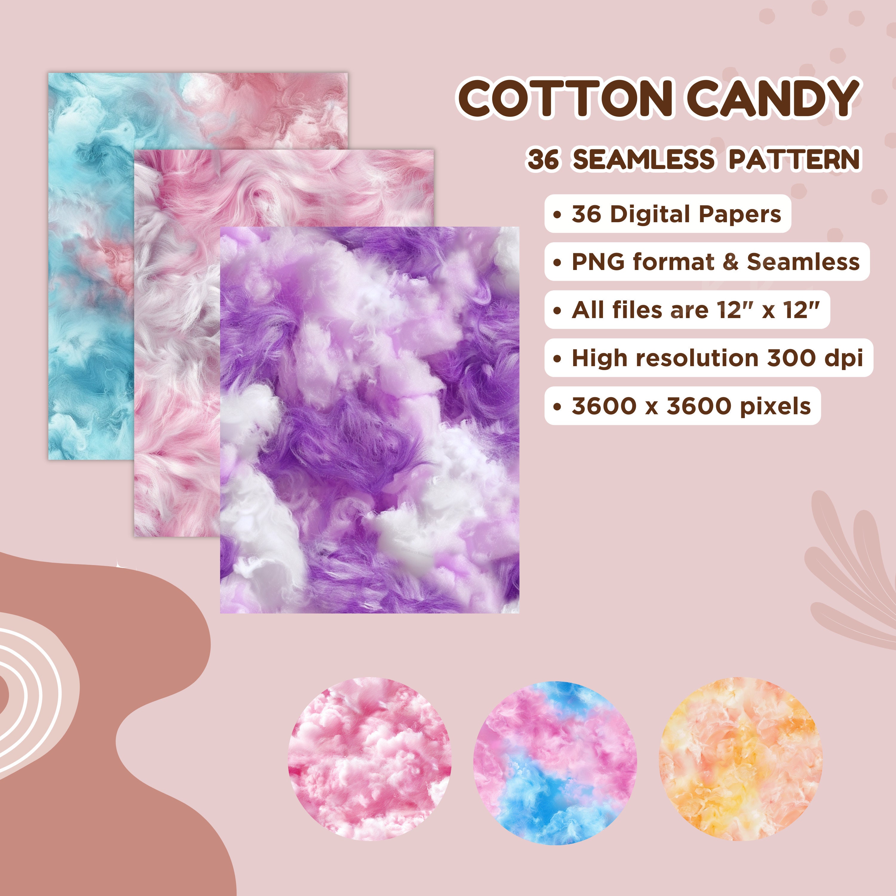 Cotton Candy Seamless Pattern, Pastel Texture Digital Paper, Pastel ...