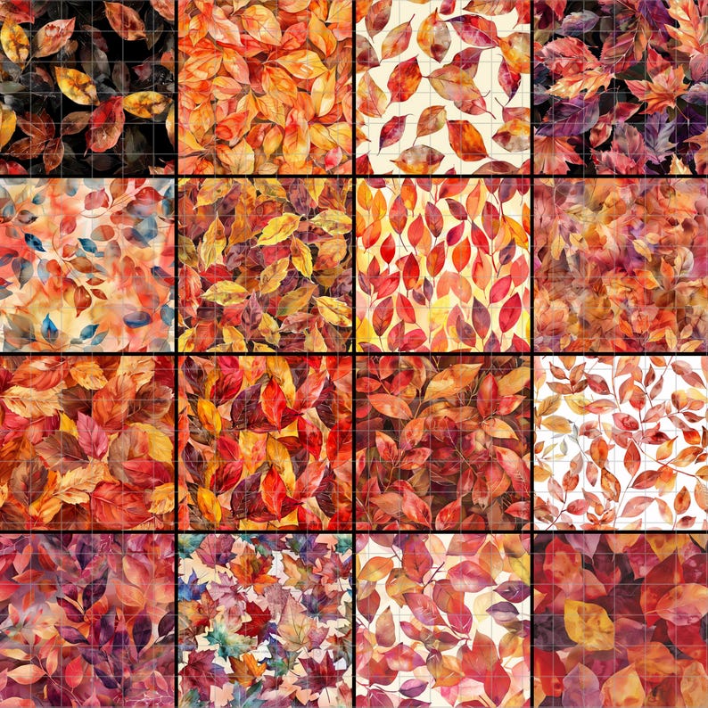 Fall Leaves Seamless Patterns | Printable Foliage Digital Paper ...
