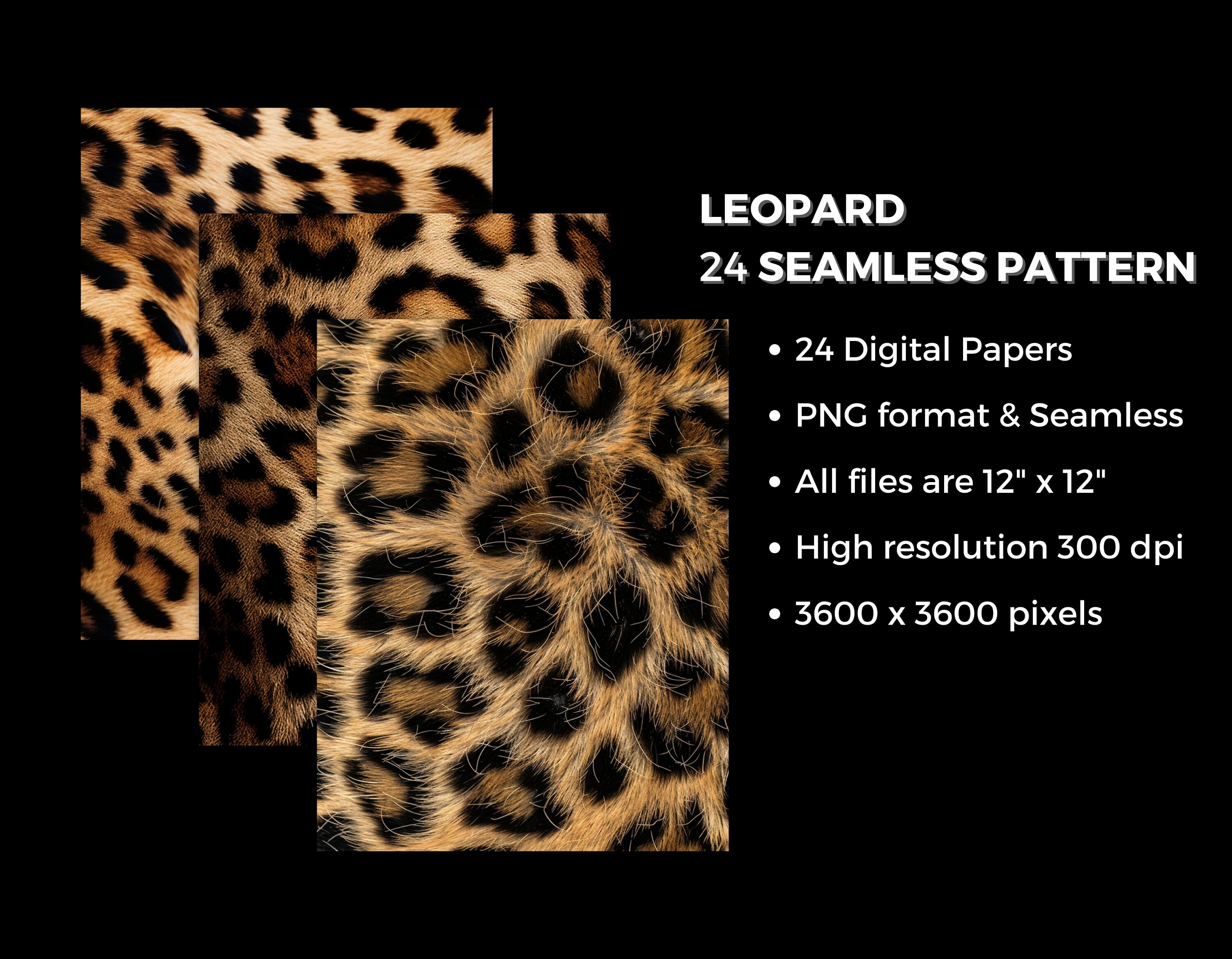 Leopard Digital Paper Animal Skin Seamless Pattern Textures Leopard ...