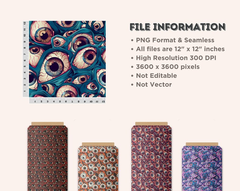 Halloween Eyes Digital Papers, Spooky Eyes Seamless Pattern Scary ...