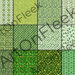 SP Patrick Day Digital Paper Shamrock Seamless Pattern Four Leaf Clover ...