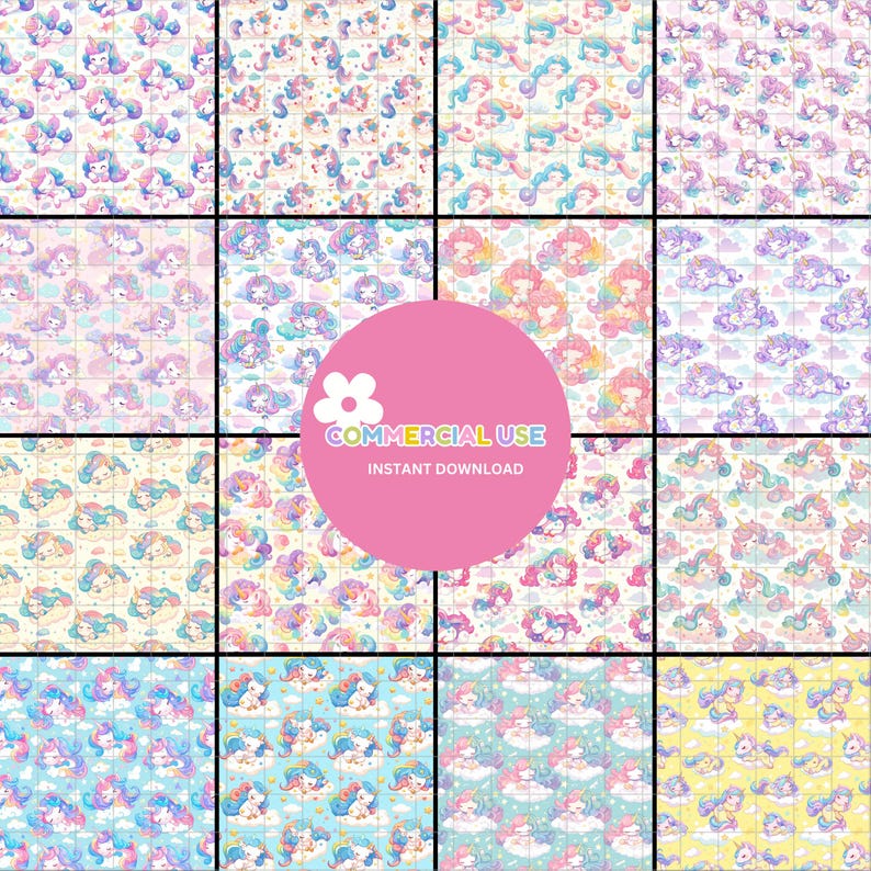 Watercolor Unicorn Digital Paper, Unicorn Seamless Pattern, Unicorn ...
