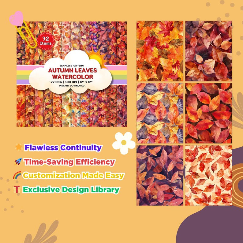 Fall Leaves Seamless Patterns | Printable Foliage Digital Paper ...
