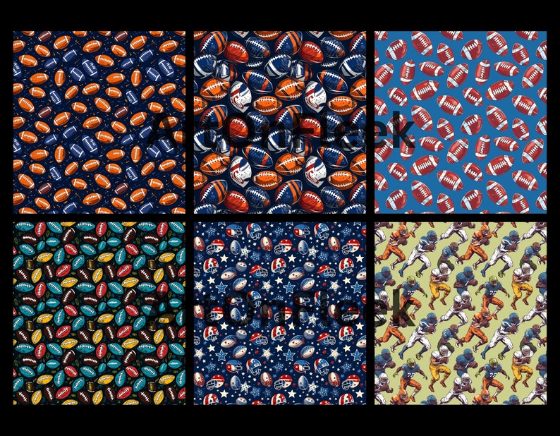 Super Bowl, American Football, 12 Digital Paper, Seamless Pattern, US ...